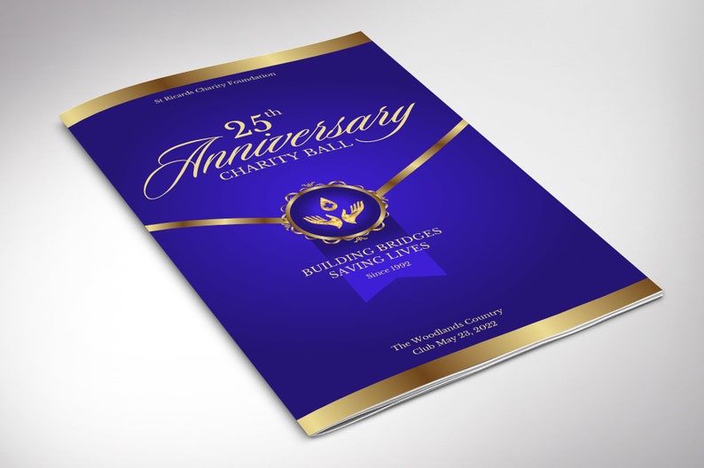 Violet Gold Anniversary Gala Program Template for Canva 4 - Etsy