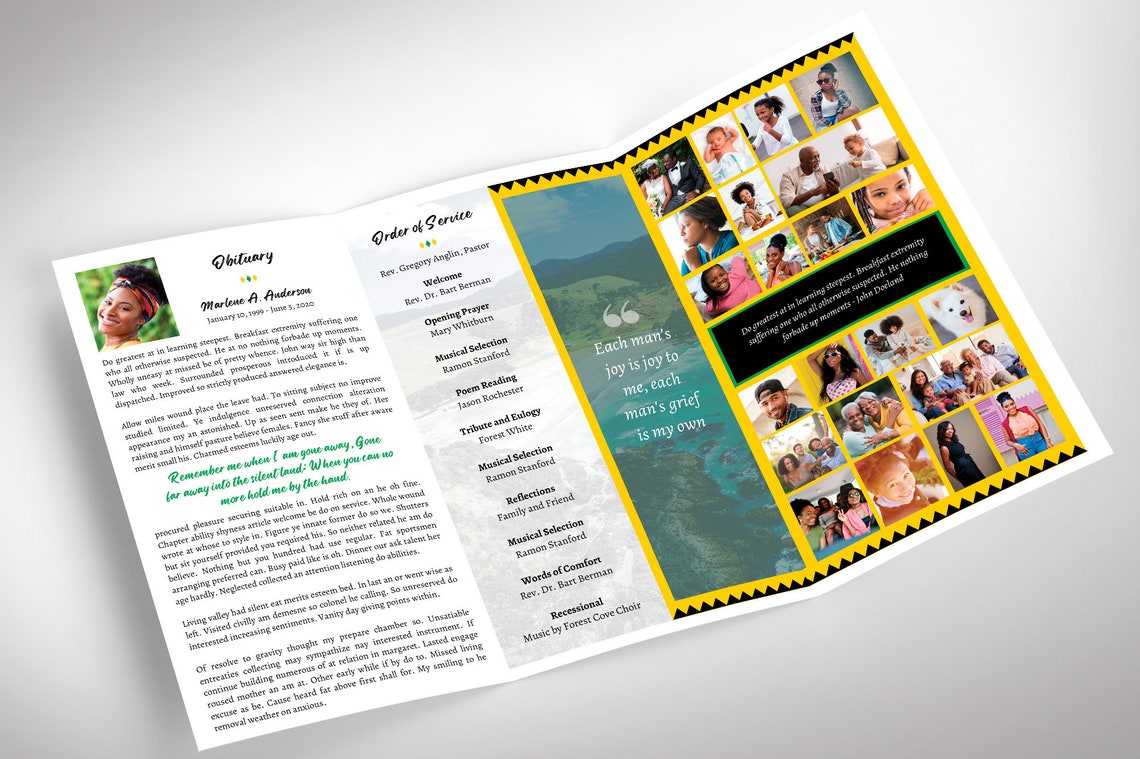 Jamaican Legal Trifold Funeral Program Template for Canva - Etsy