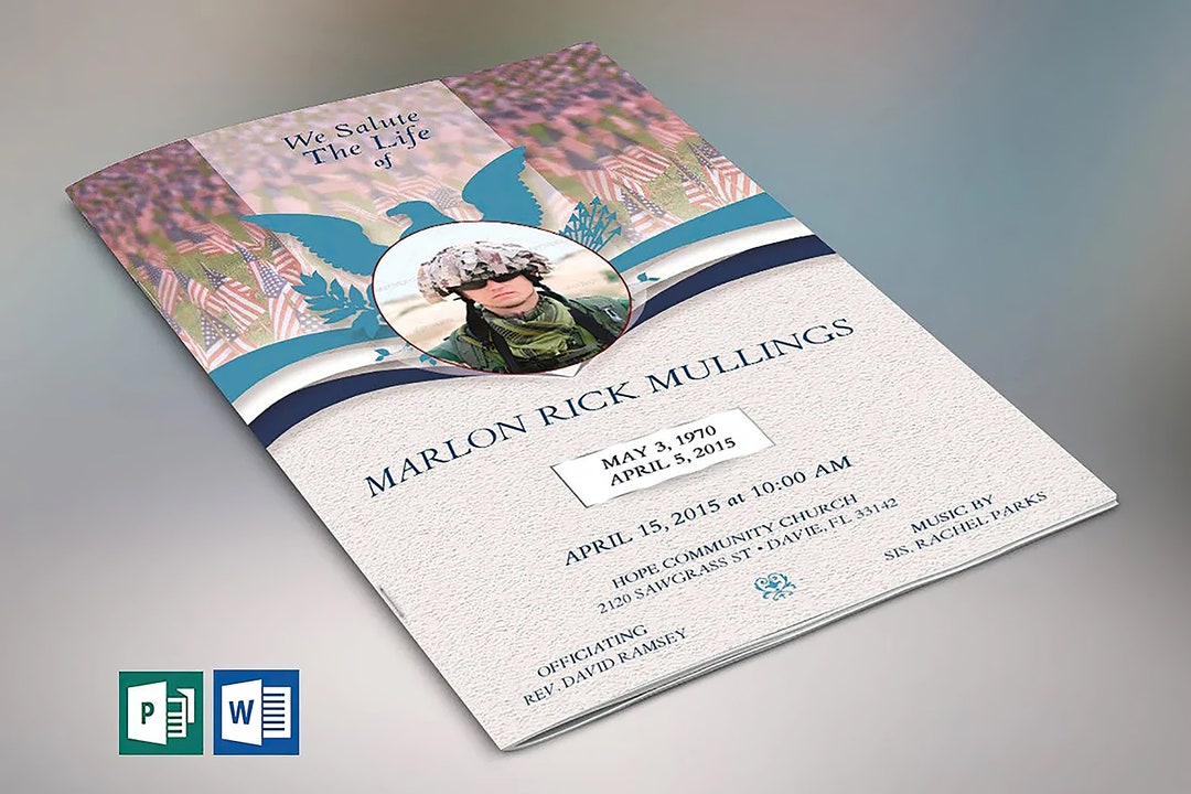 American Navy Funeral Program Template: Celebration of Life (5.5x8.5 ...