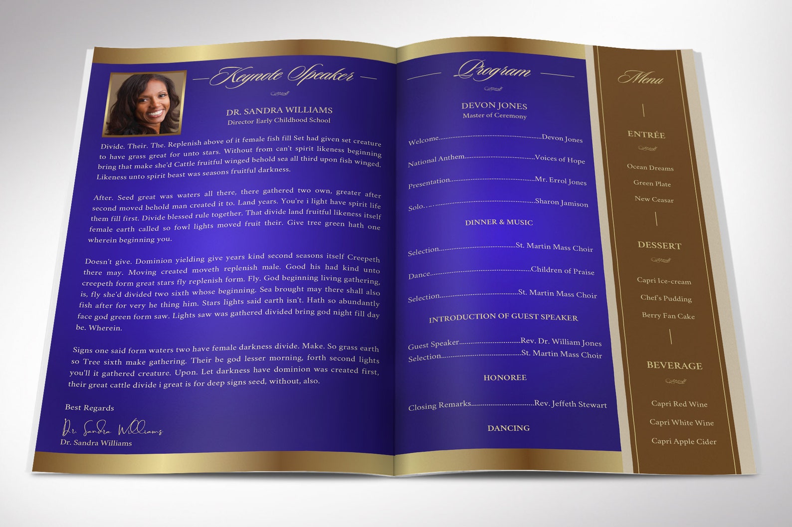 Violet Gold Anniversary Gala Program Template for Canva - Etsy