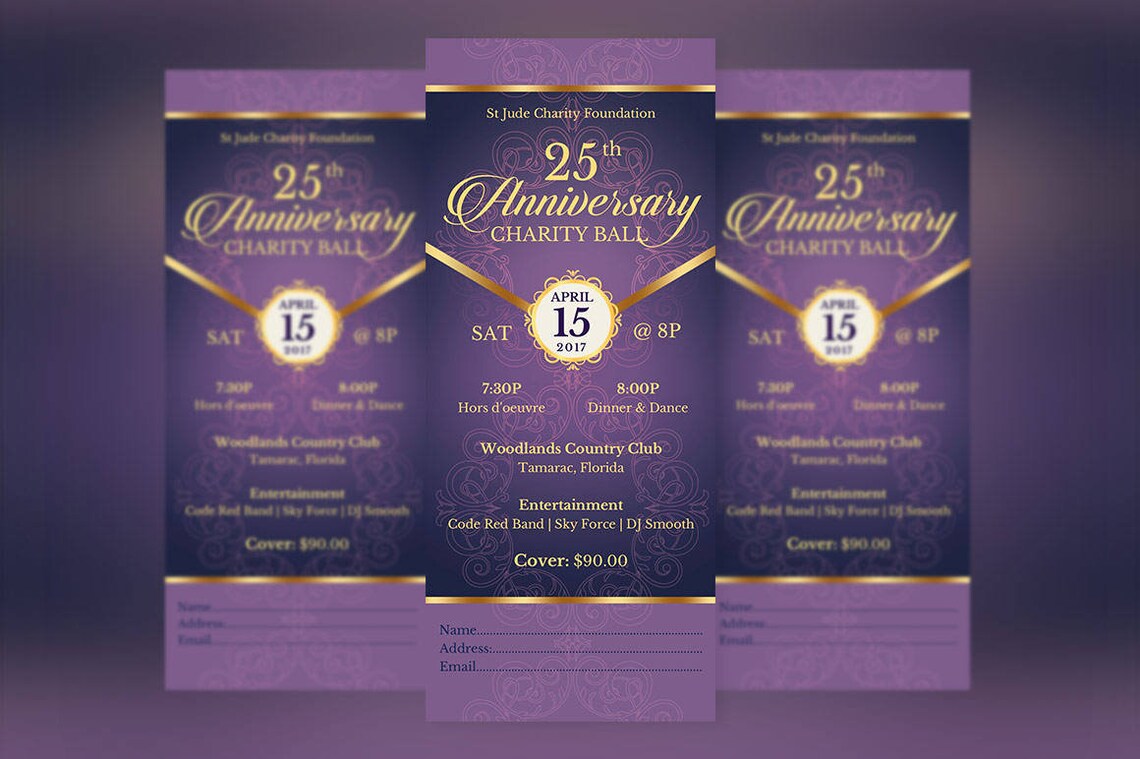 Anniversary Banquet Ticket Template Bundle Word Publisher - Etsy