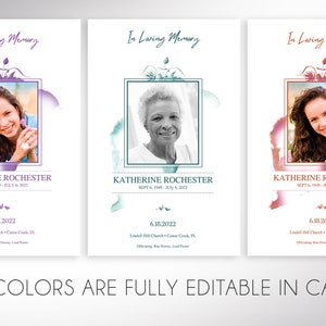 Teal Blossom Funeral Program Template: Celebration of Life (canva, 5 ...