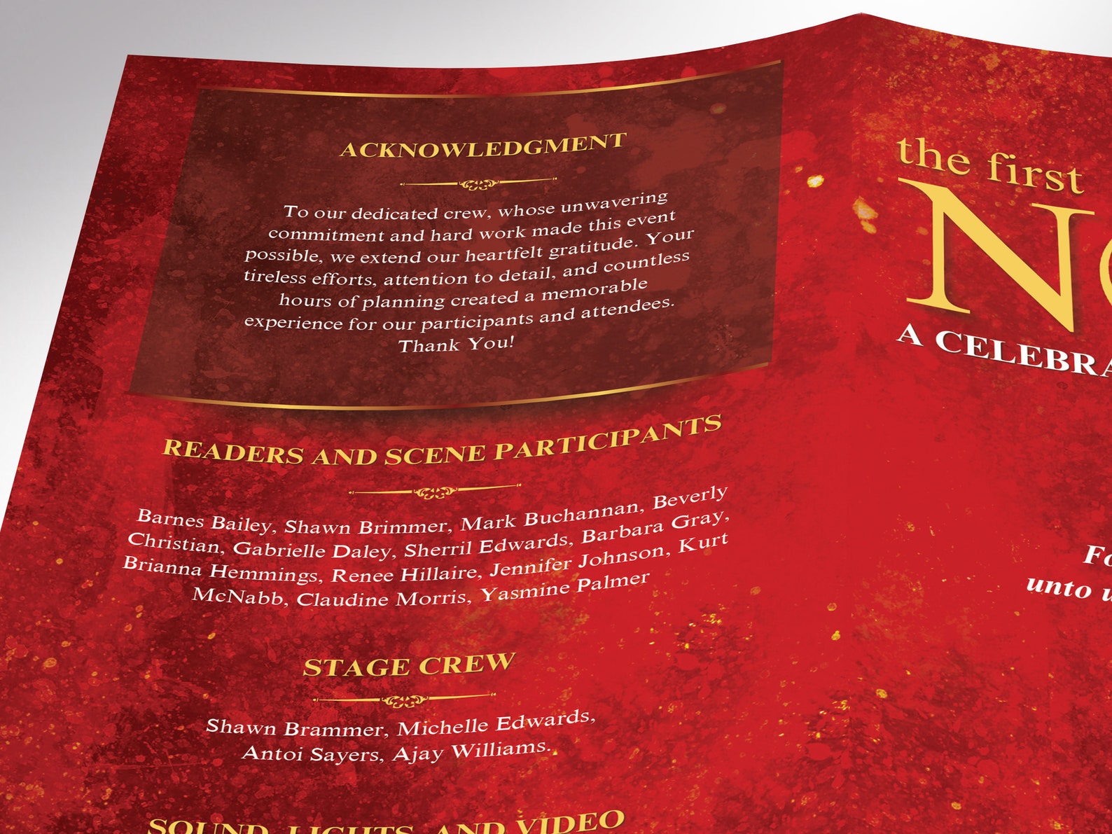 Christmas Program Template: Red & Gold 4-page Bifold Church Bulletin ...