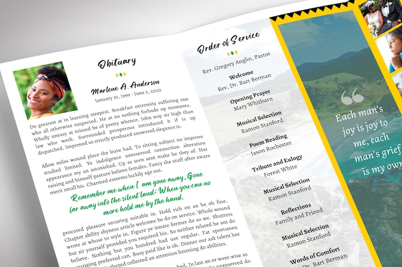 Jamaican Legal Trifold Funeral Program Template for Canva - Etsy