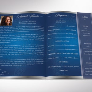 Blue Silver Anniversary Gala Program Template for Canva, Fundraiser ...