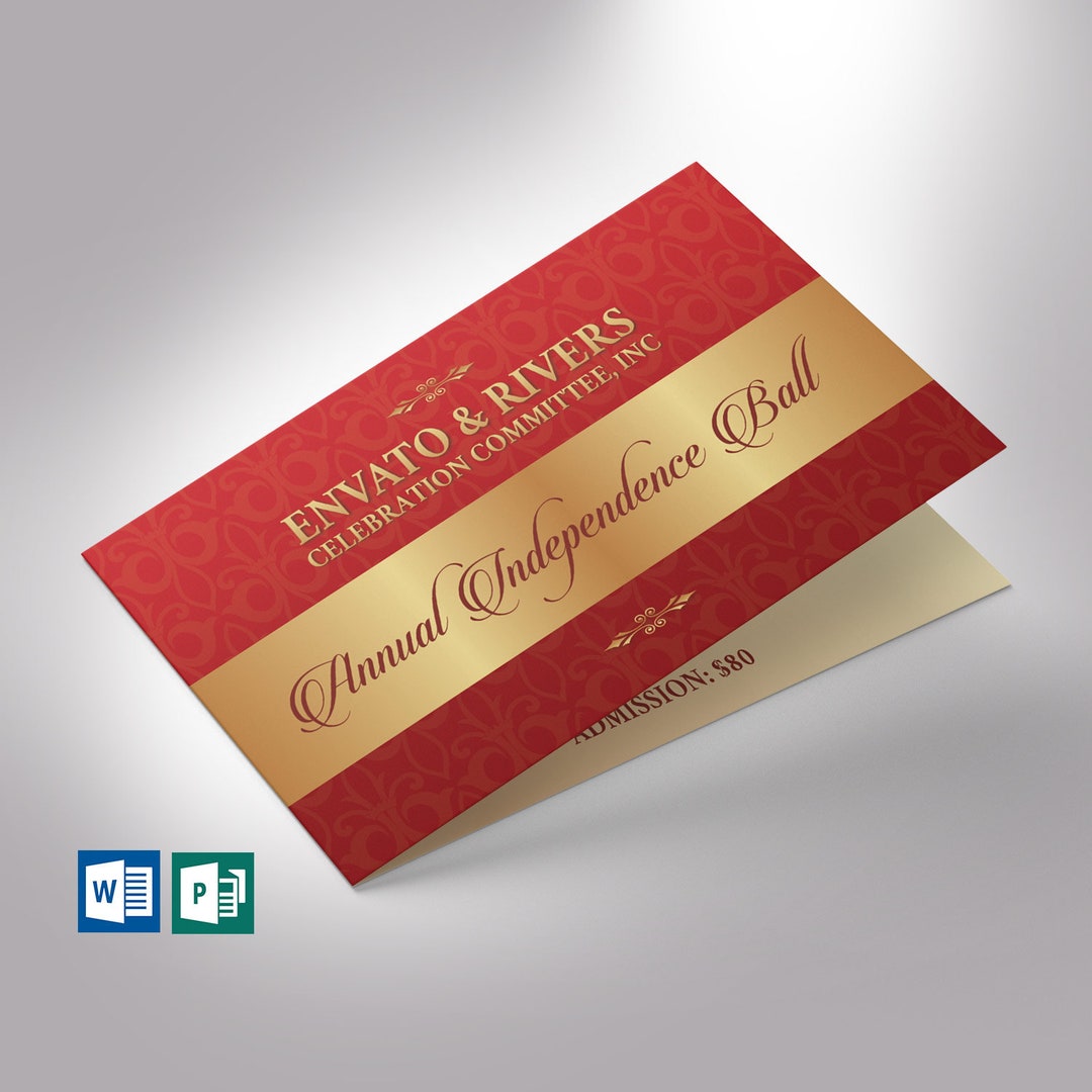 Church Anniversary Banquet Ticket Template, Folded Ticket, Word ...
