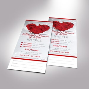 Rose Petals Valentines Day Raffle Ticket Template, Word and Publisher ...