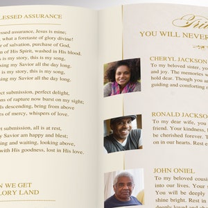 Classic Rose Funeral Program Template | Canva: Beige & Gold 8-page ...