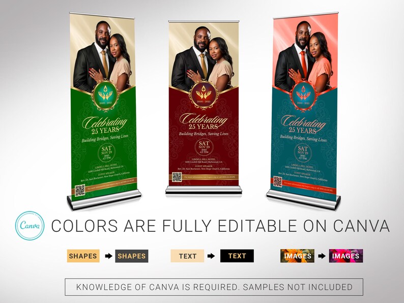 Church Anniversary Banner Template | Blue & Gold Pastor Appreciation ...