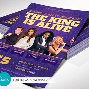 Resurrection Day Concert Flyer Template for Canva, Church Invitation ...