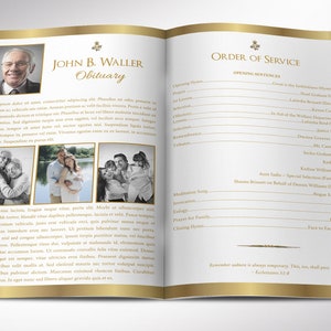 White Gold Funeral Program Template Set, Word and Publisher ...