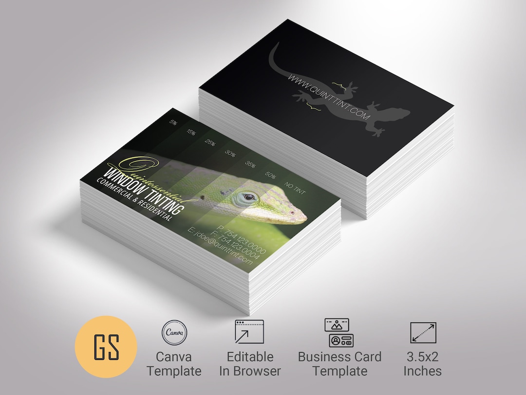 Window Tinting Business Card Template: Black & Green Design (digital ...