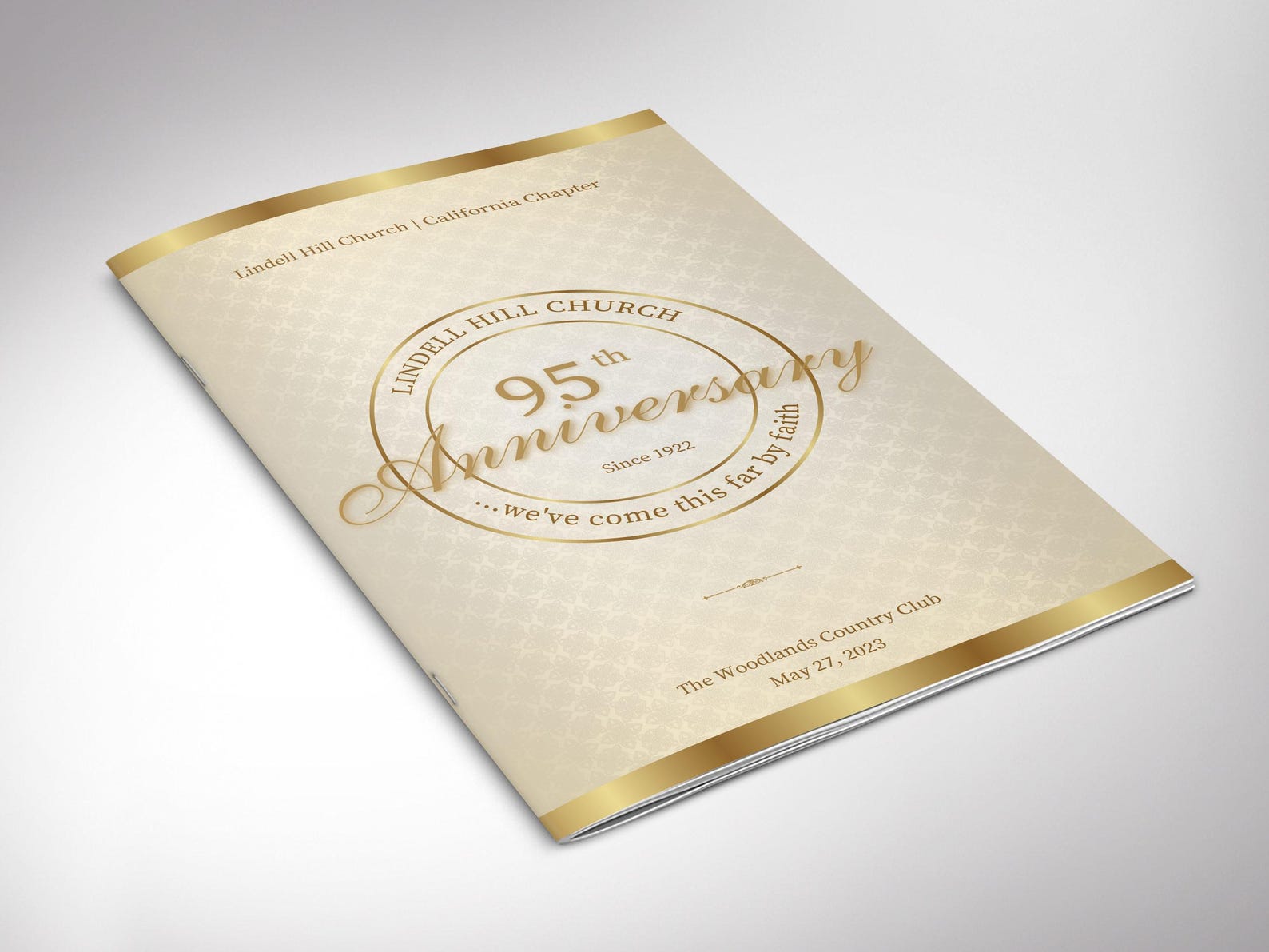 Church Anniversary Program Template | Beige & Gold Canva Bifold, 8-page ...