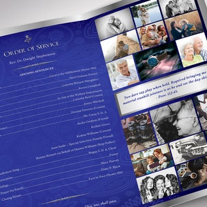 Blue & Silver Funeral Program Template | Word and Publisher: Tabloid ...