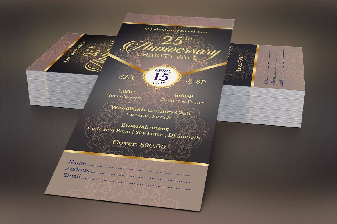 Gold Anniversary Banquet Ticket Template for Word and - Etsy