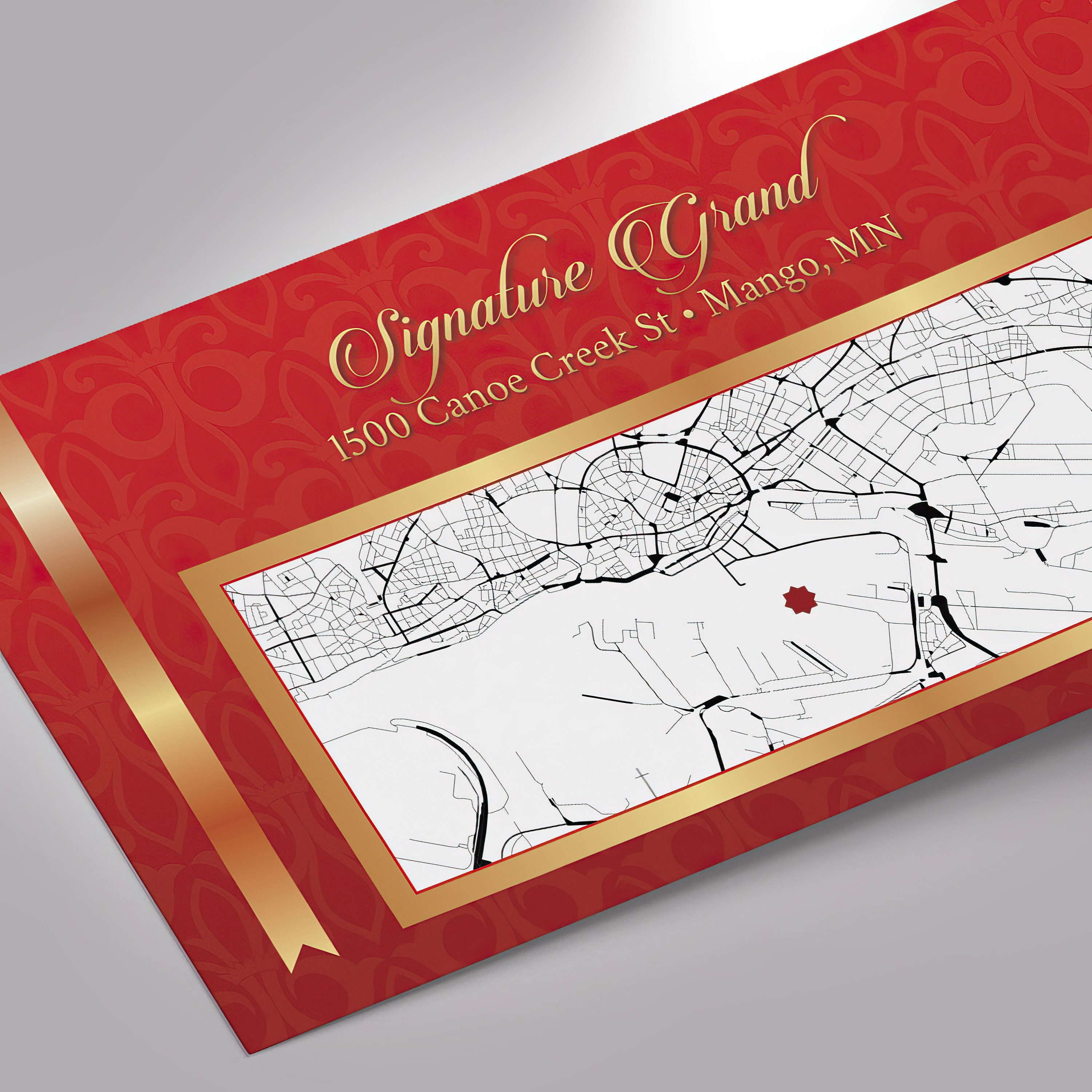 Red Gold Folded Banquet Ticket Template (word & Publisher, 4x2 In ...