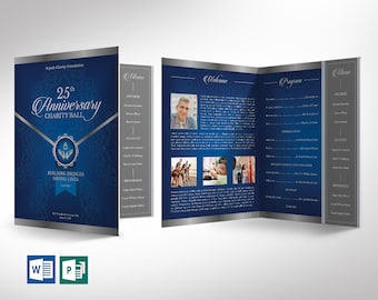 Silver Navy Blue Anniversary Program Word and Publisher - Etsy