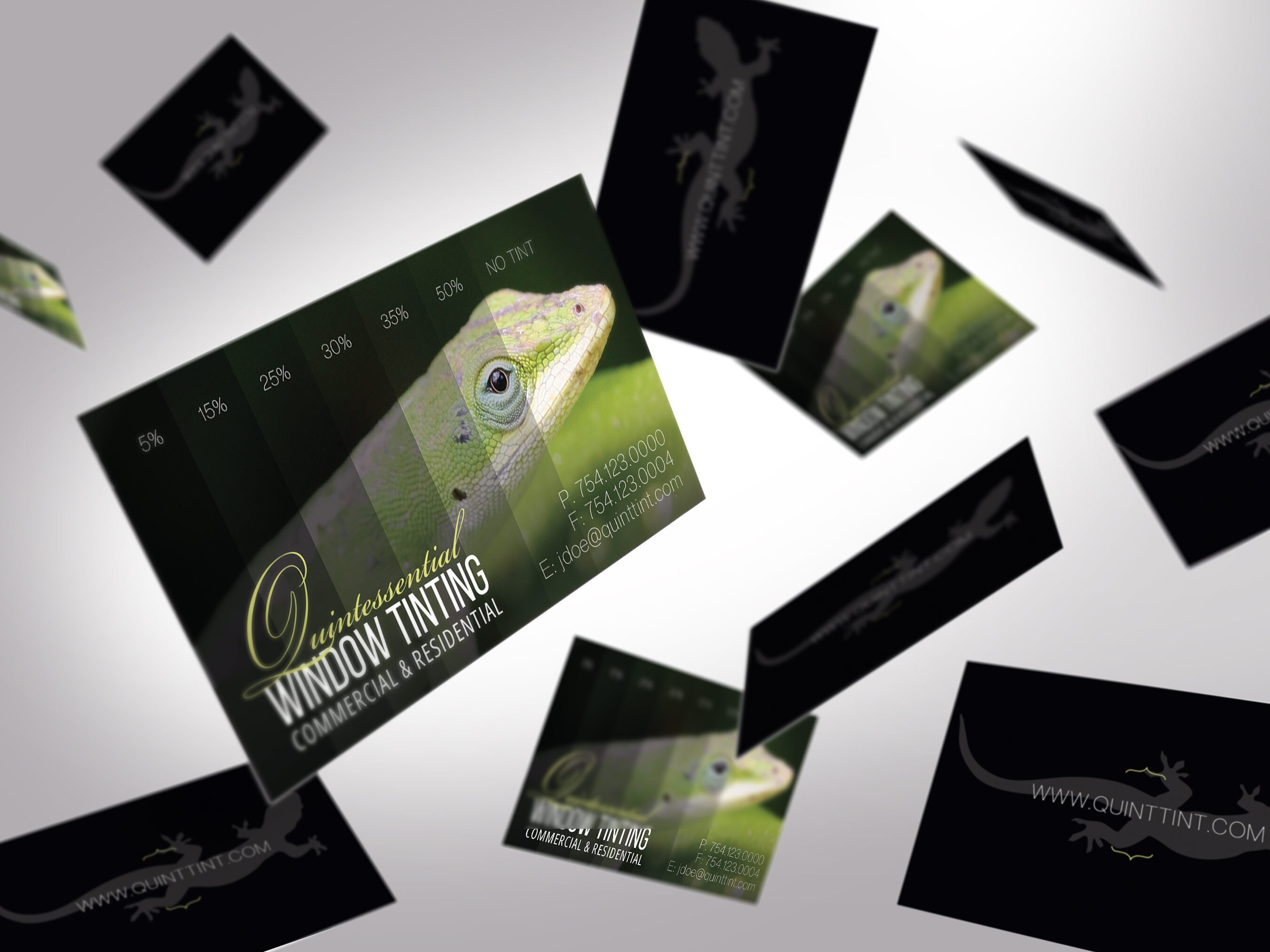 Window Tinting Business Card Template: Black & Green Design (digital ...