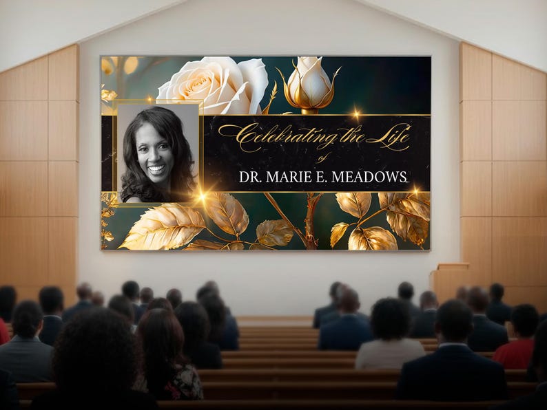 White Rose Funeral Slideshow Template Canva Memorial Video 32 Slide ...