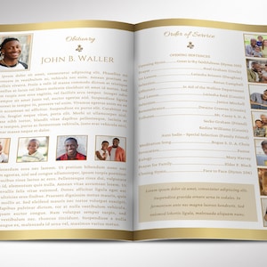 White Gold Funeral Program Template: Celebration of Life, Obituary ...