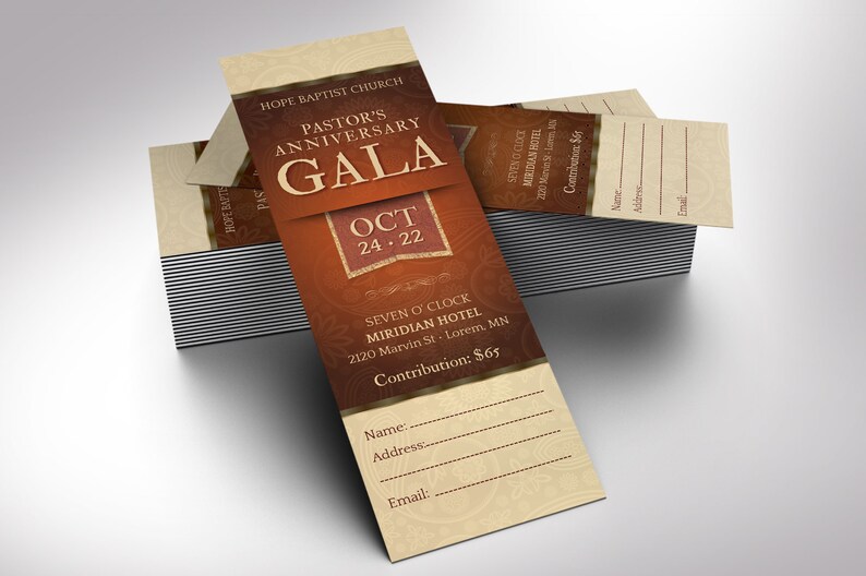 Pastor Appreciation Gala Ticket Template for Canva Church - Etsy