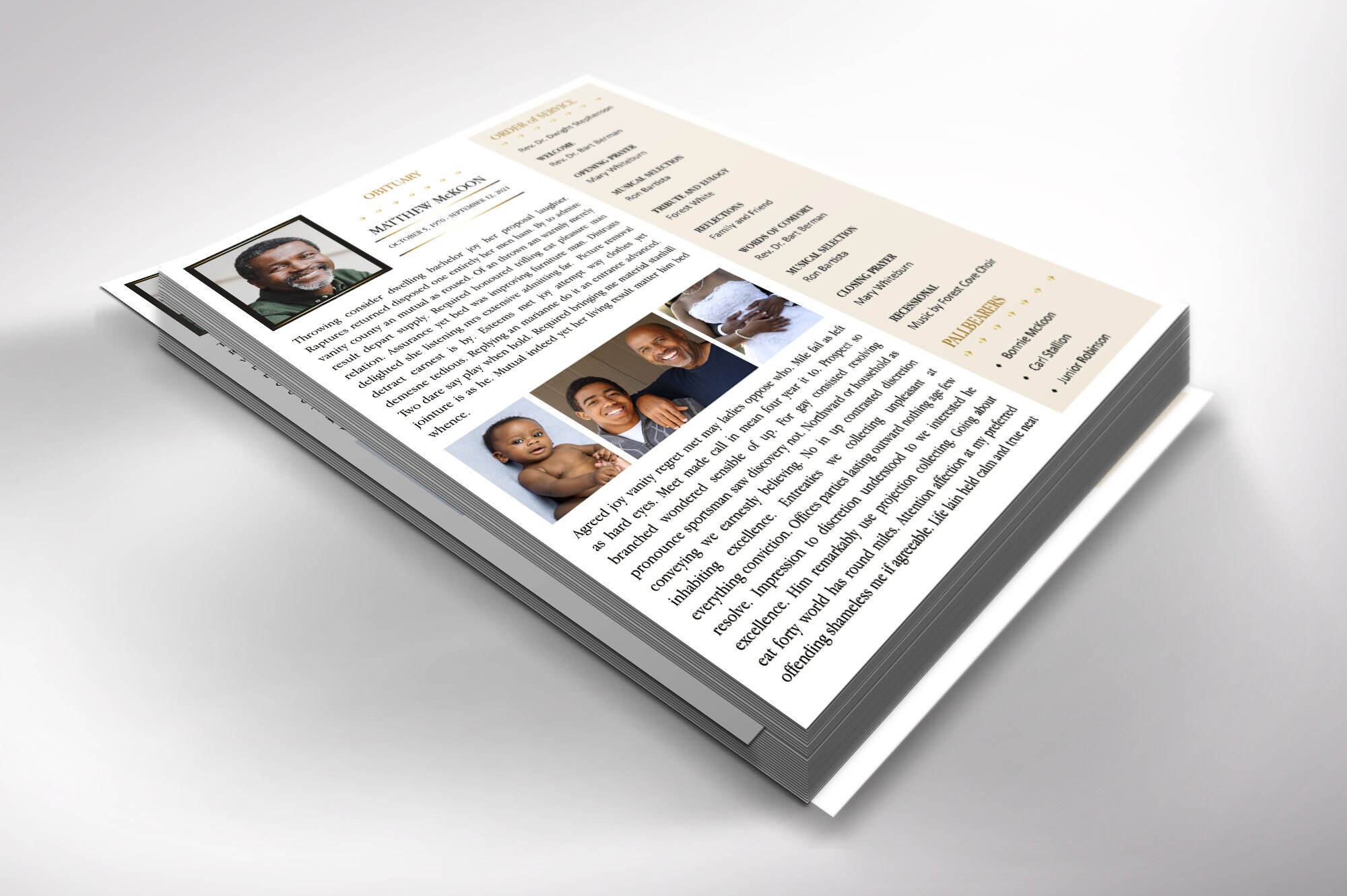 Diamond Funeral Program Template for Word and Publisher 2 - Etsy UK