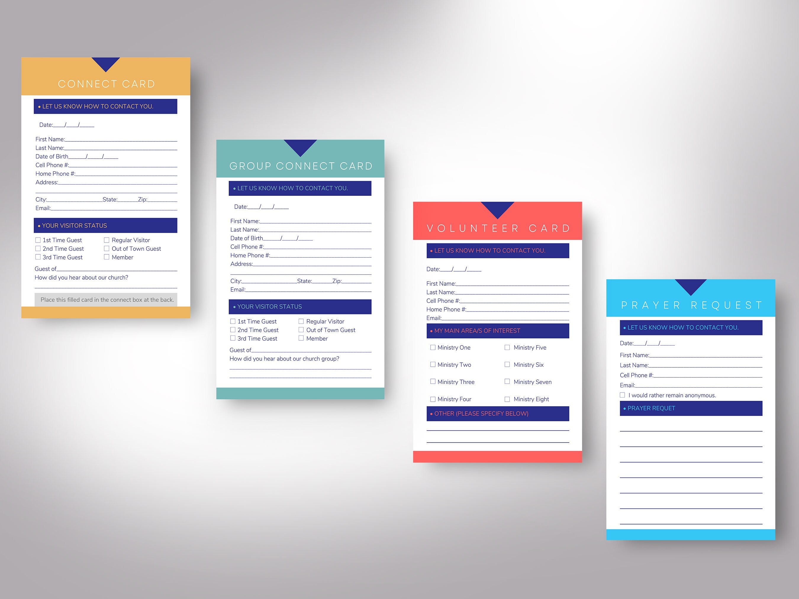 Church Connect Card Template Bundle: Editable QR Code Welcome Card ...