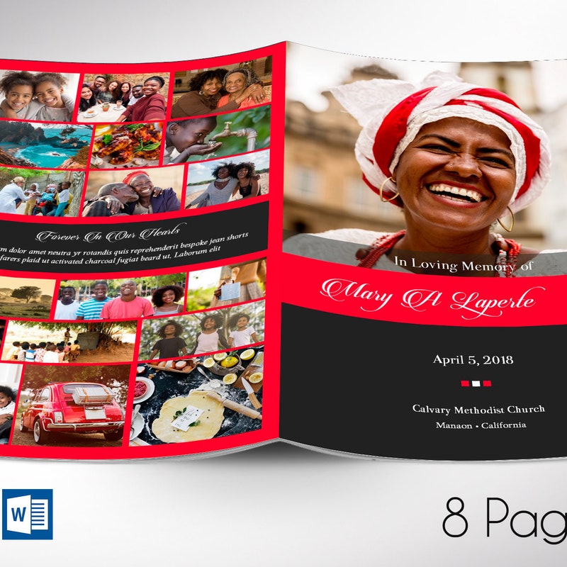 Red Obituary Template - Etsy