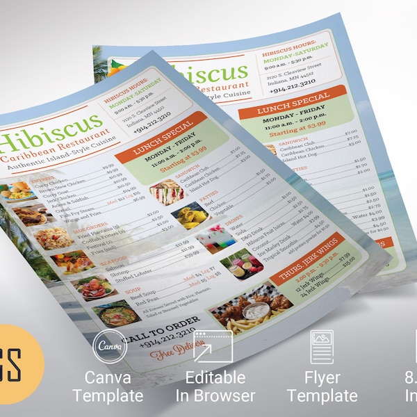 Caribbean Menu Template - Etsy