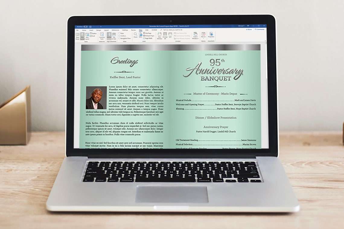 Silver Green Church Anniversary Program Word Publisher - Etsy