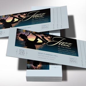 Jazz Concert Ticket Template for Canva: Saxophone Blue and Black Design ...
