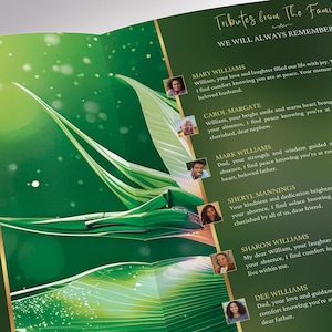 Green Funeral Program Template: Paradise Celebration of Life Obituary ...