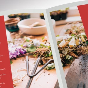 Modern Tabloid Funeral Program Template for Canva, Red & Pastel Blue ...