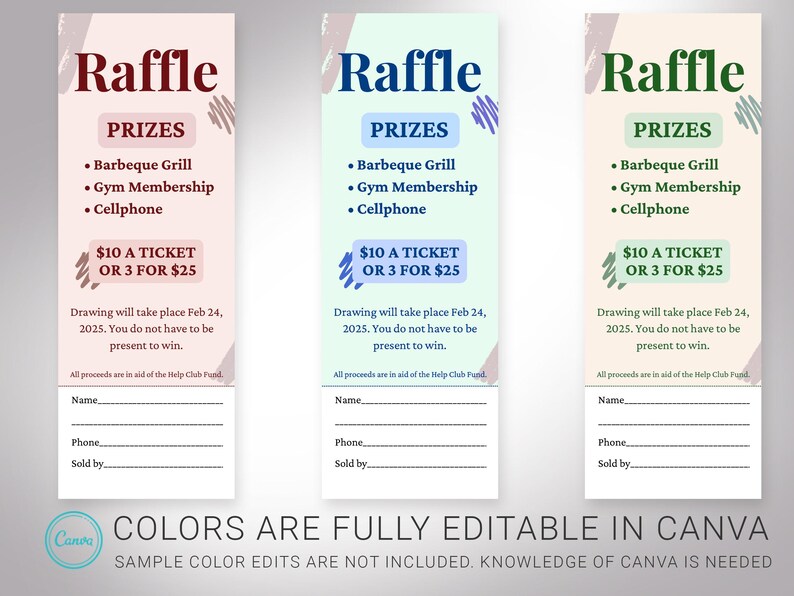 Purple & Yellow Raffle Ticket Template: Charity Fundraiser (canva, 2x5 ...