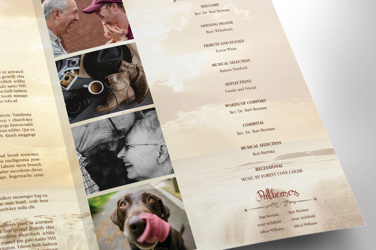 Gold Sunrise Funeral Program Template: Celebration of Life (digital ...