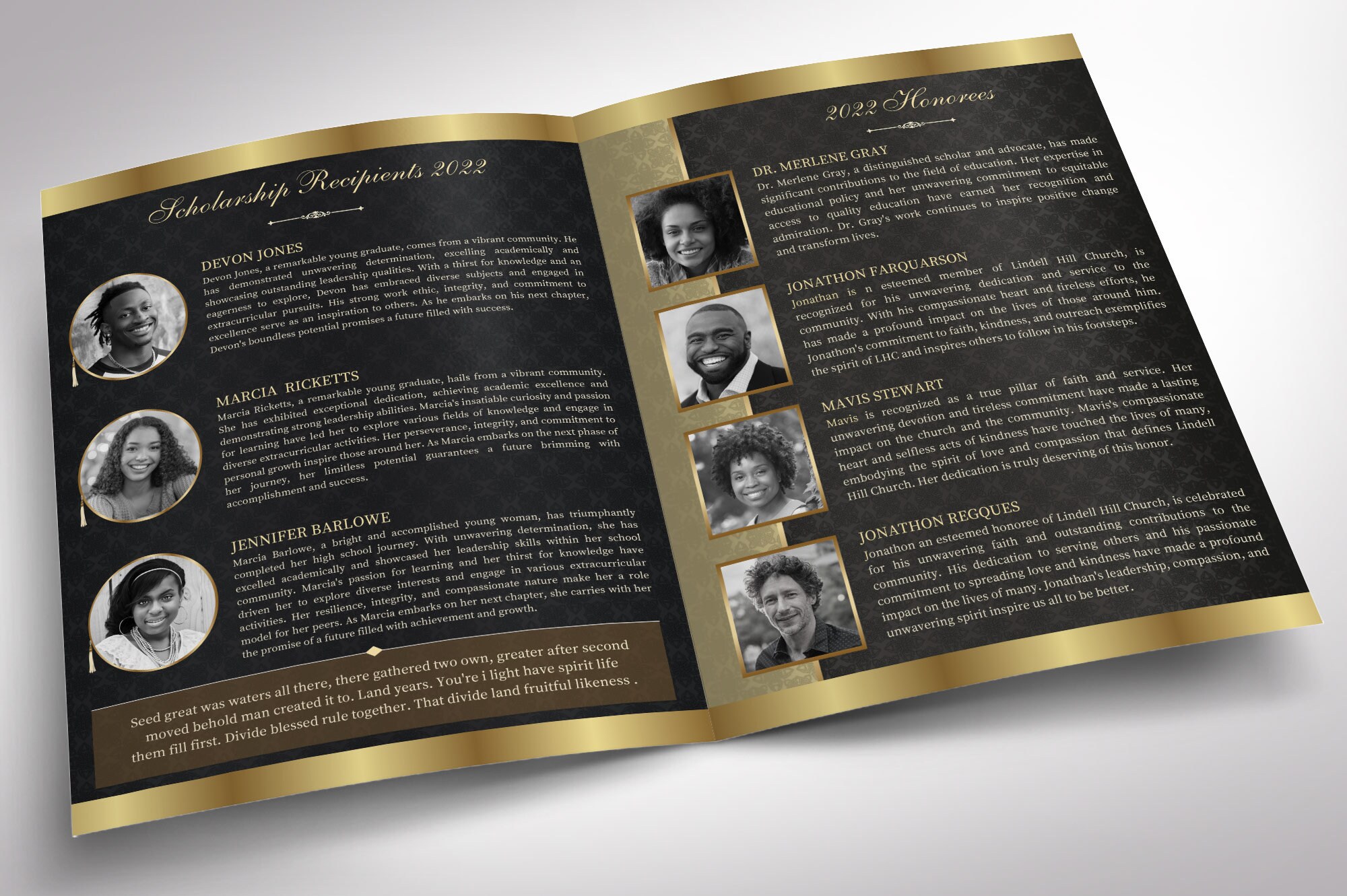 Diamond Church Anniversary Program Template | Canva: Black & Gold 8 ...