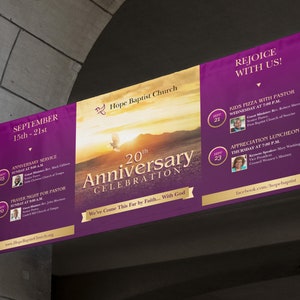 Church Anniversary Banner Template: Purple and Gold (canva Digital ...
