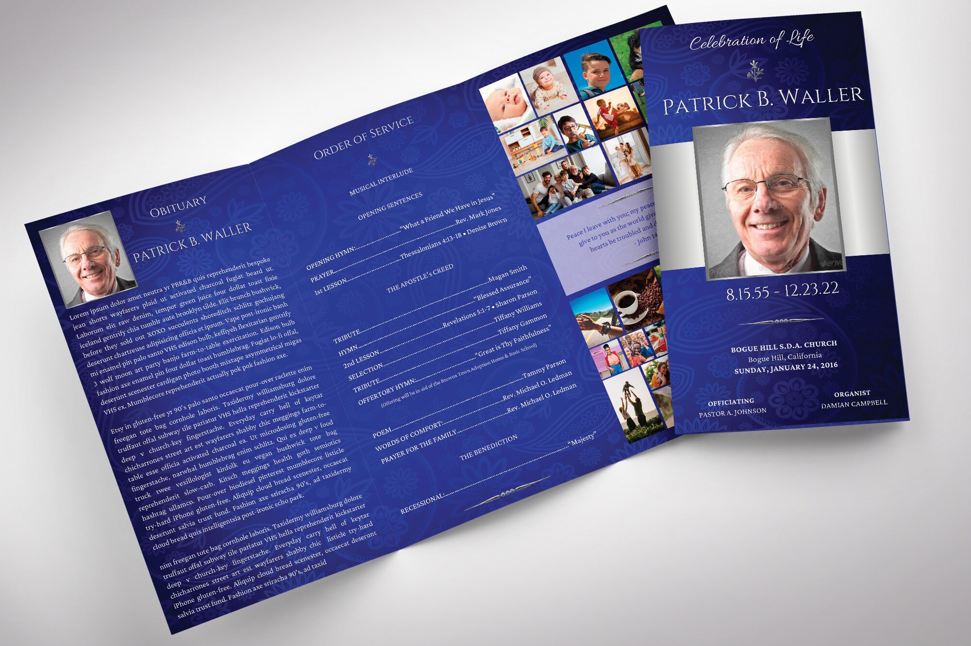 Blue Silver Funeral Program Template: Celebration of Life (canva ...