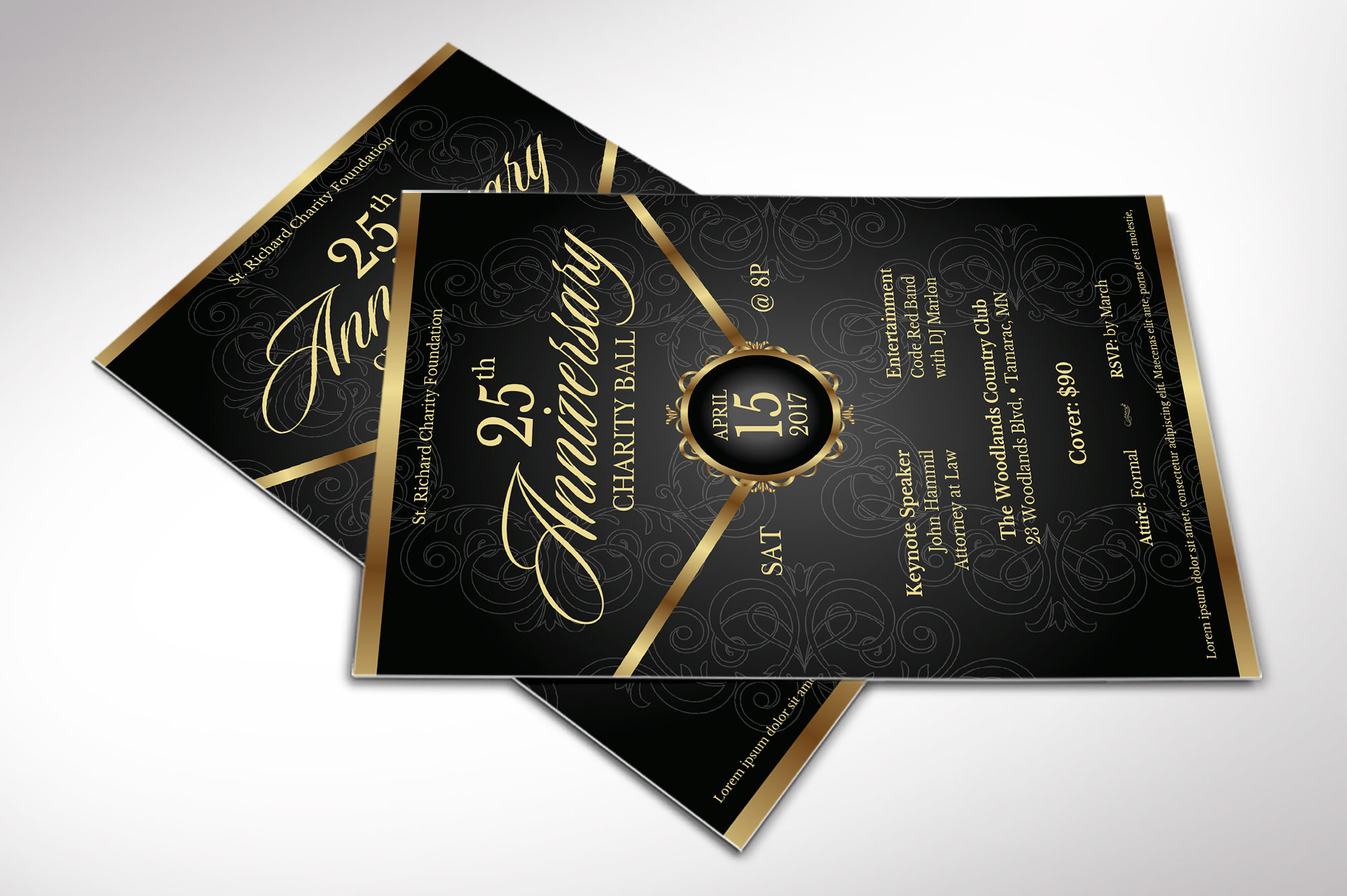 Church Anniversary Banquet Flyer Template for Canva, Black and Gold ...