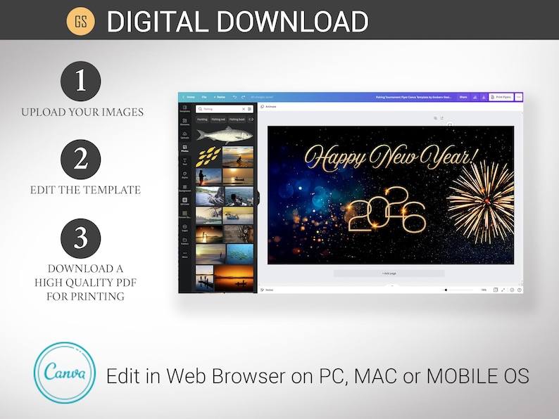 Animated Happy New Year Canva Template 1920x1080 Title Slide (bonus 10 ...