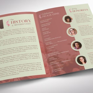 Vintage Mothers Day Program Template for Canva, Church Banquets ...