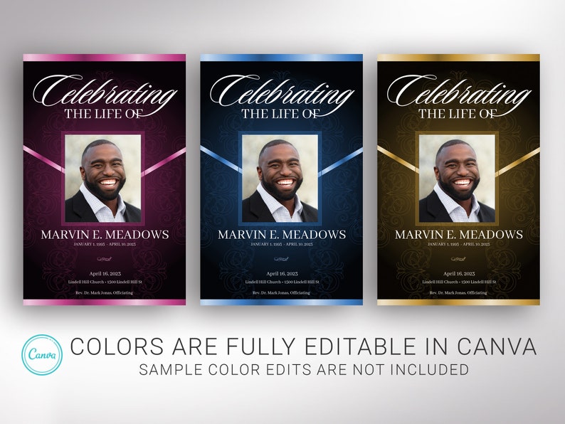 Black & Silver Funeral Program Template: Celebration of Life (canva, 5 ...