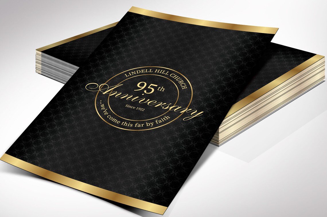 Church Anniversary One Sheet Program Template for Canva Gold - Etsy