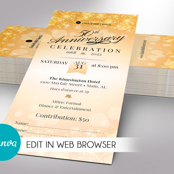 Church Anniversary Ticket Template - Etsy