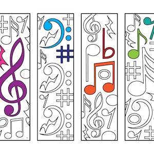 Music Bookmarks PDF Coloring Page - Etsy