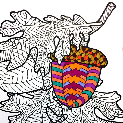 Fall Leaves PDF Coloring Page - Etsy