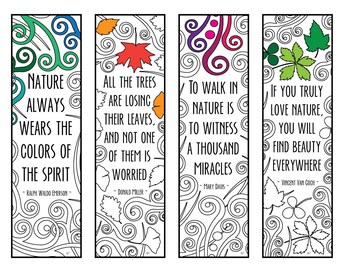 Cute Nature Bookmarks PDF Coloring Page Bee Mushroom - Etsy