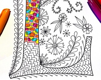 Retro Floral Letter S Coloring Page Inspired by the Font mystery Quest ...