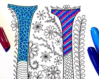 Retro Floral Letter C Coloring Page Inspired by the Font | Etsy