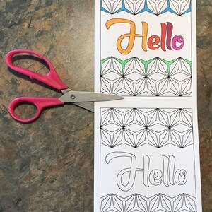 Hello Card With Geometric Designs - Printable PDF Coloring Page - Etsy